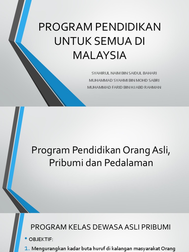Program Pendidikan Untuk Semua Di Malaysia | PDF