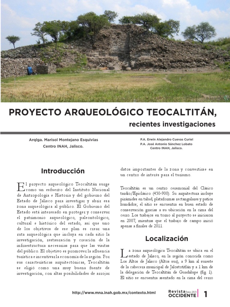 Marisol - Montejano - Sitio - Arqueológico de Teocaltitan | PDF ...