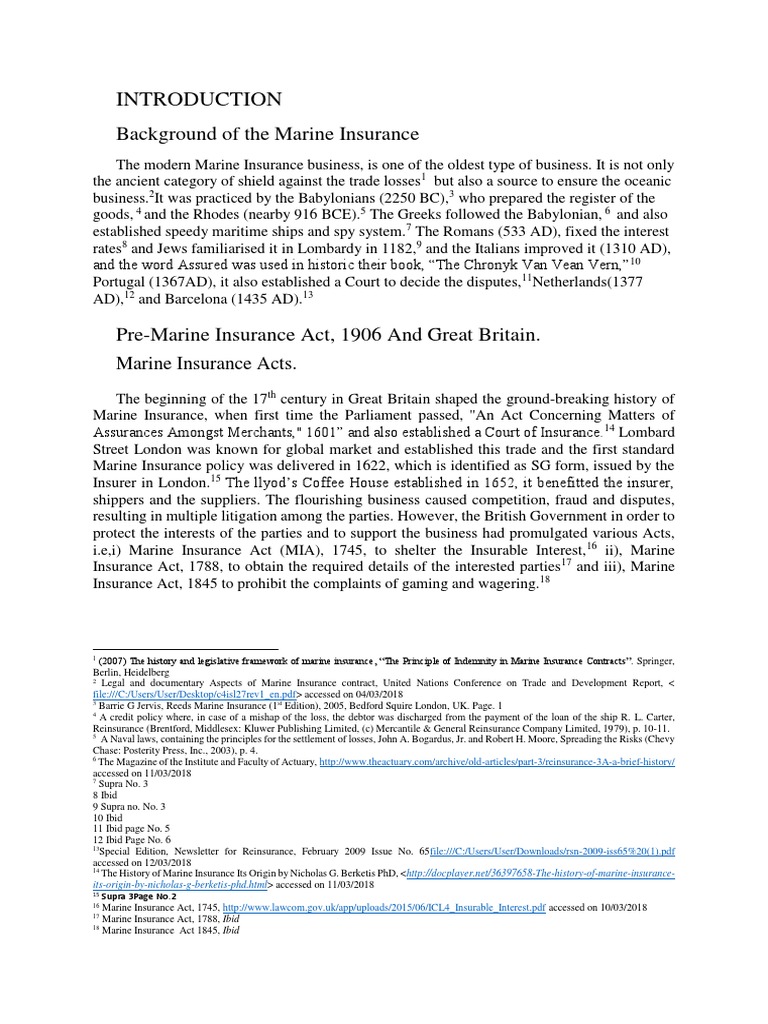 Background of The Marine Insurance | PDF | Insurance | Government