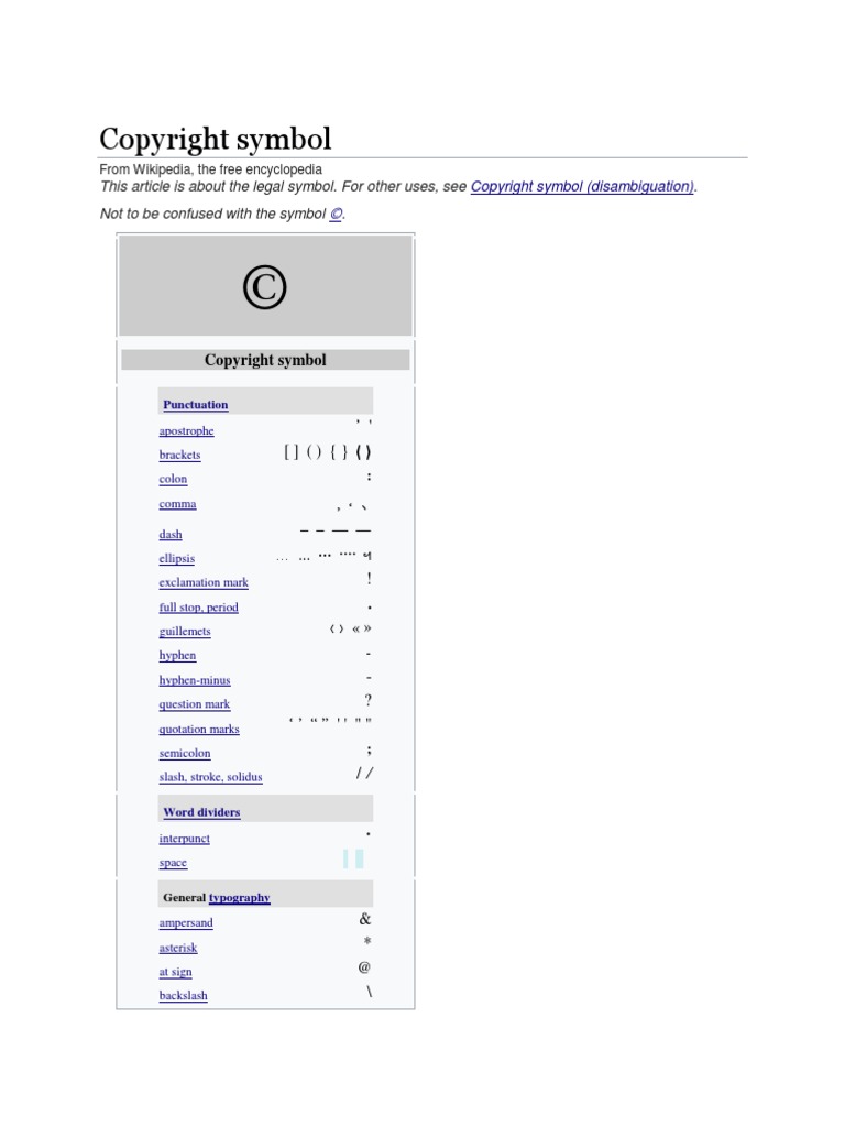 This Article Is About The Legal Symbol. For Other Uses, See - Not To Be ...