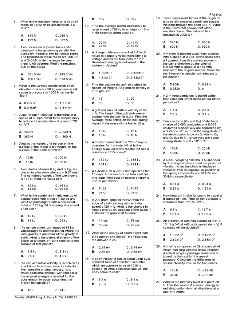 Physics Practice | Download Free PDF | Speed Of Light | Electronvolt