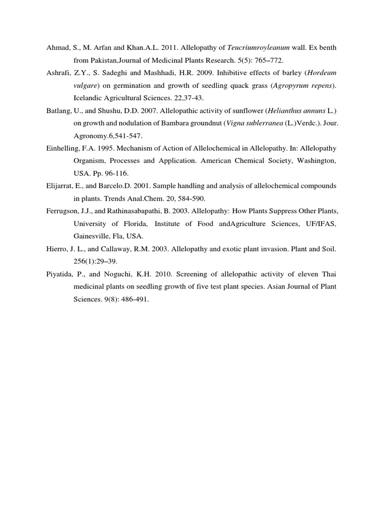 Vulgare) On Germination and Growth of Seedling Quack Grass (Agropyrum ...