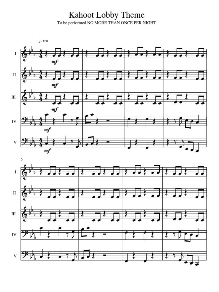 Kahoot Lobby Theme Sheet Music | PDF