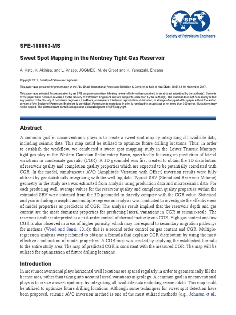 SPE-188863-MS Sweet Spot Mapping in The Montney Tight Gas Reservoir ...