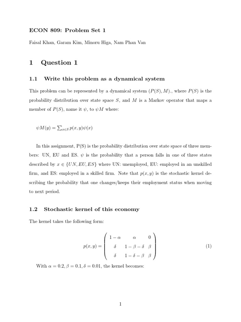 ECON 809: Problem Set 1 | PDF | Function (Mathematics) | Normal Distribution