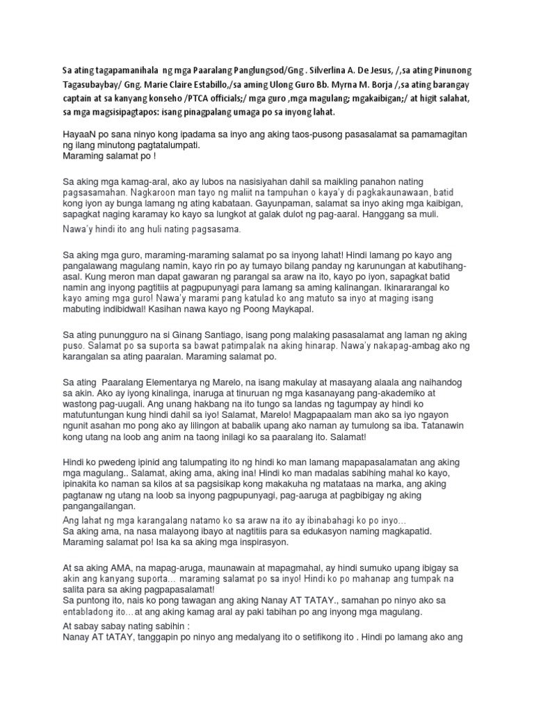 Graduation Speech | PDF