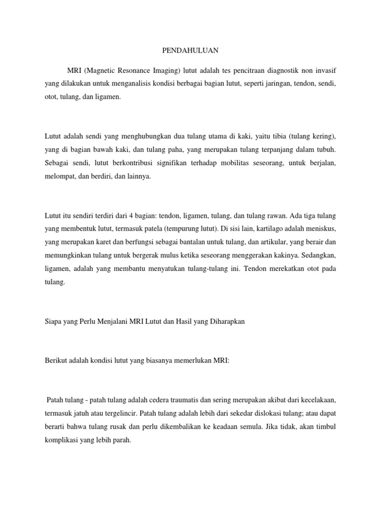 Panduan Lengkap MRI Lutut | PDF