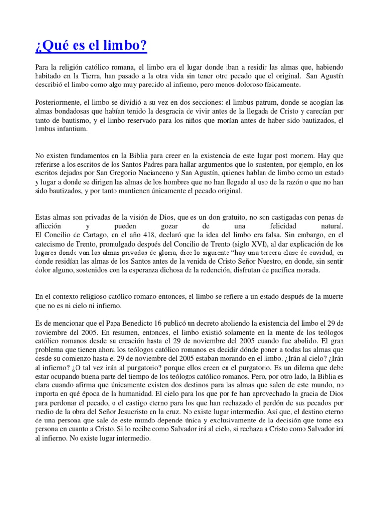 Qué Es El Limbo | PDF | Purgatorio | Infierno