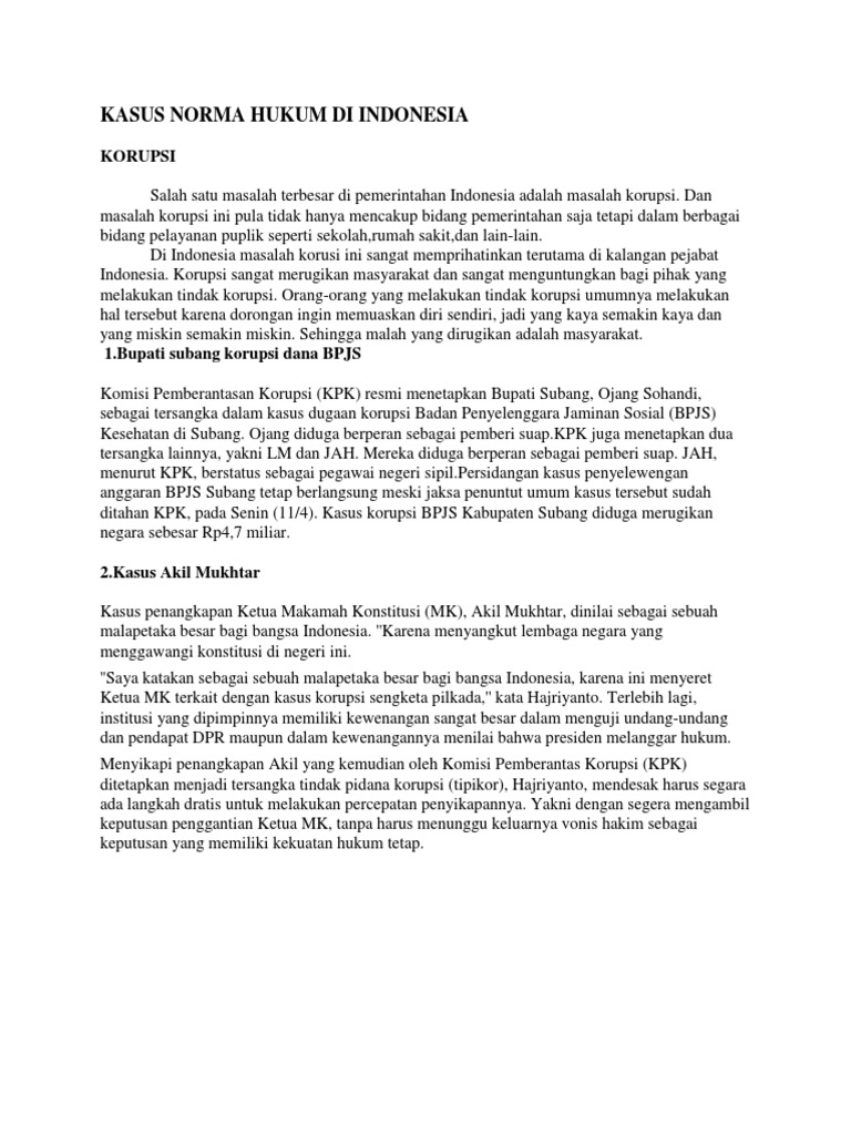Kasus Norma Hukum Di Indonesia | PDF