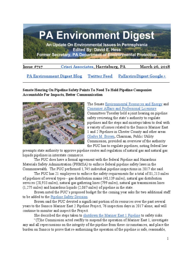 Pa Environment Digest March 26, 2018 | PDF | Pipeline Transport ...