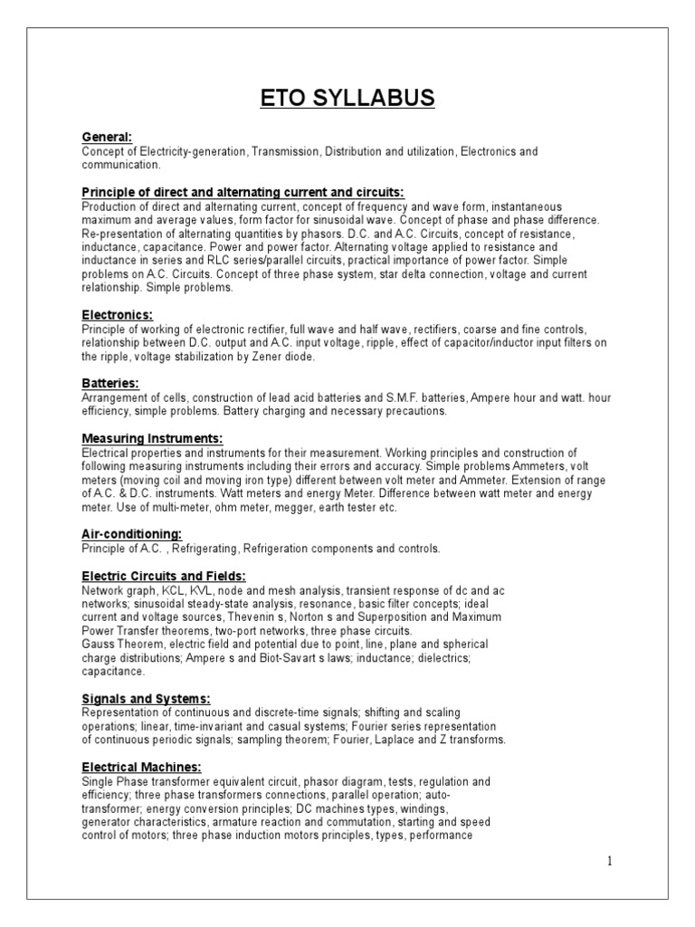 1 Syllabus Eto | PDF | Electrical Network | Rectifier