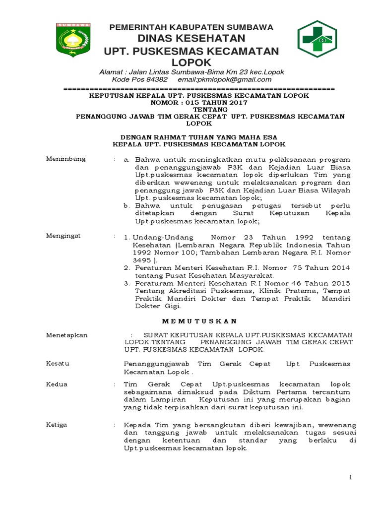 15.SK Tim Gerak Cepat | PDF