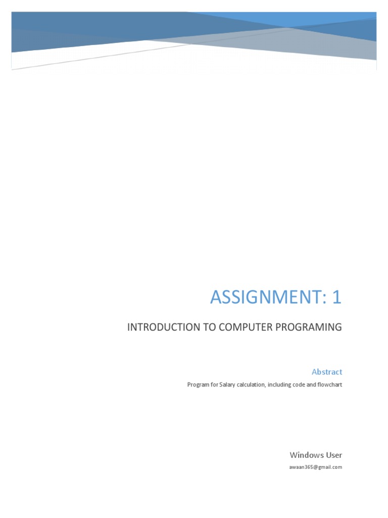 Assignment: 1: Introduction To Computer Programing | PDF | Software ...