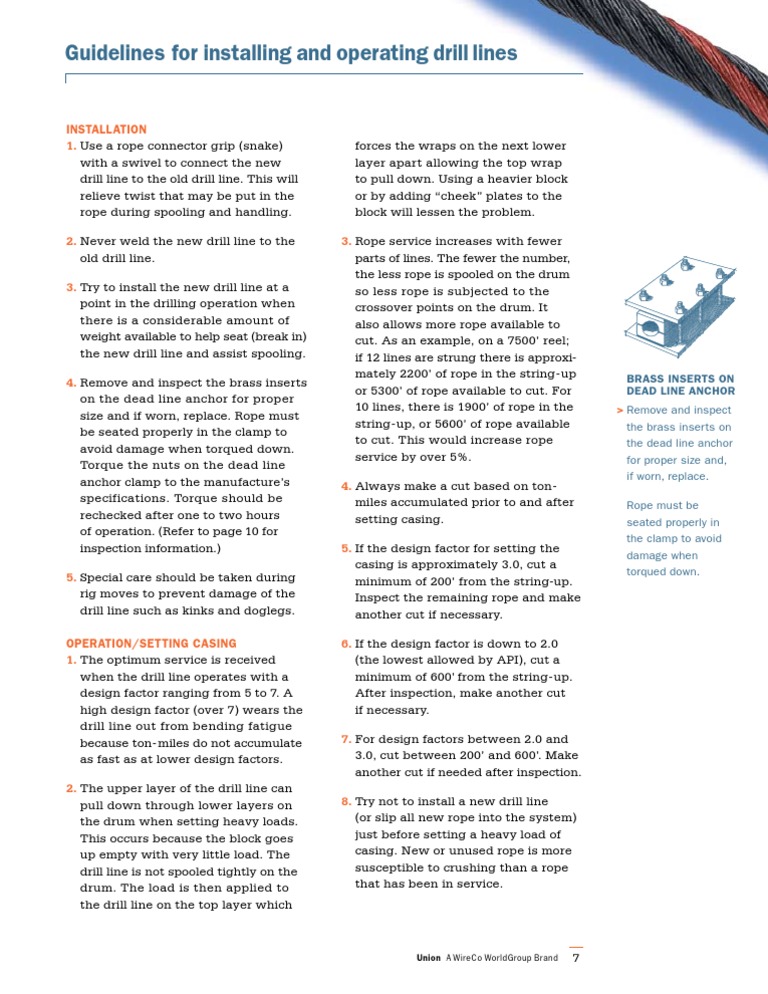 Installing and Maintaining Drill Lines | PDF | Rope | Equipment