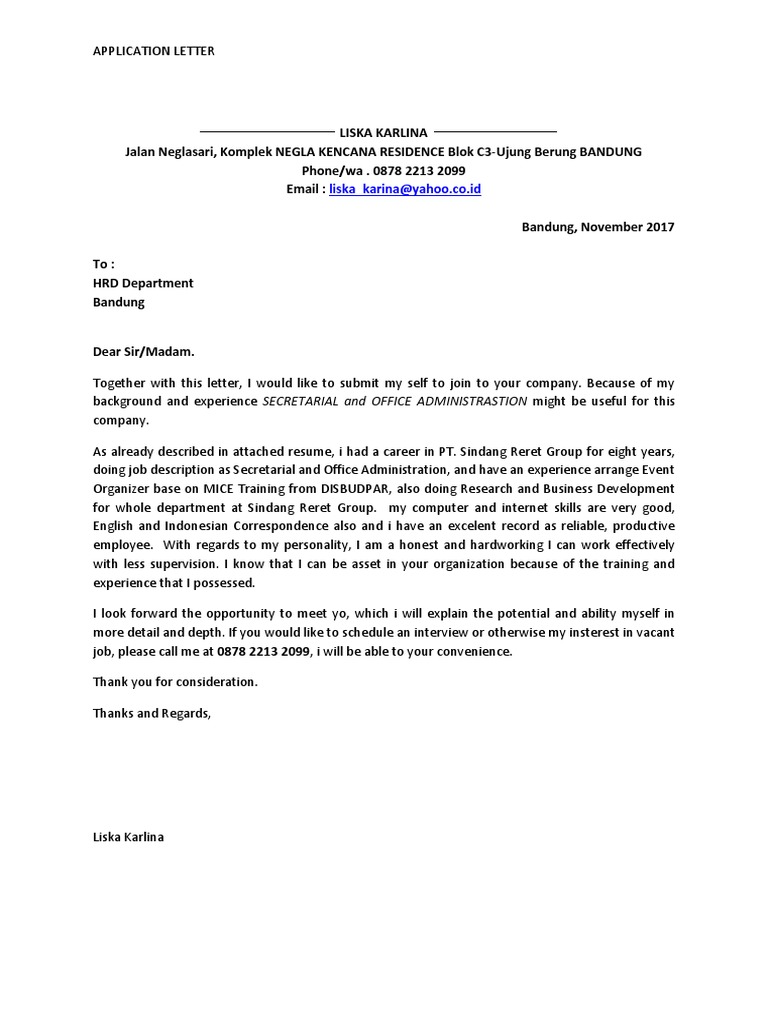 Application Letter | PDF