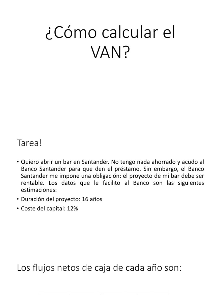 Cómo Calcular El VAN Ejercicios