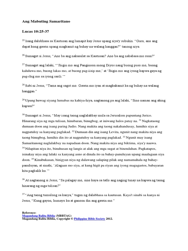 Ang Mabuting Samaritano | PDF