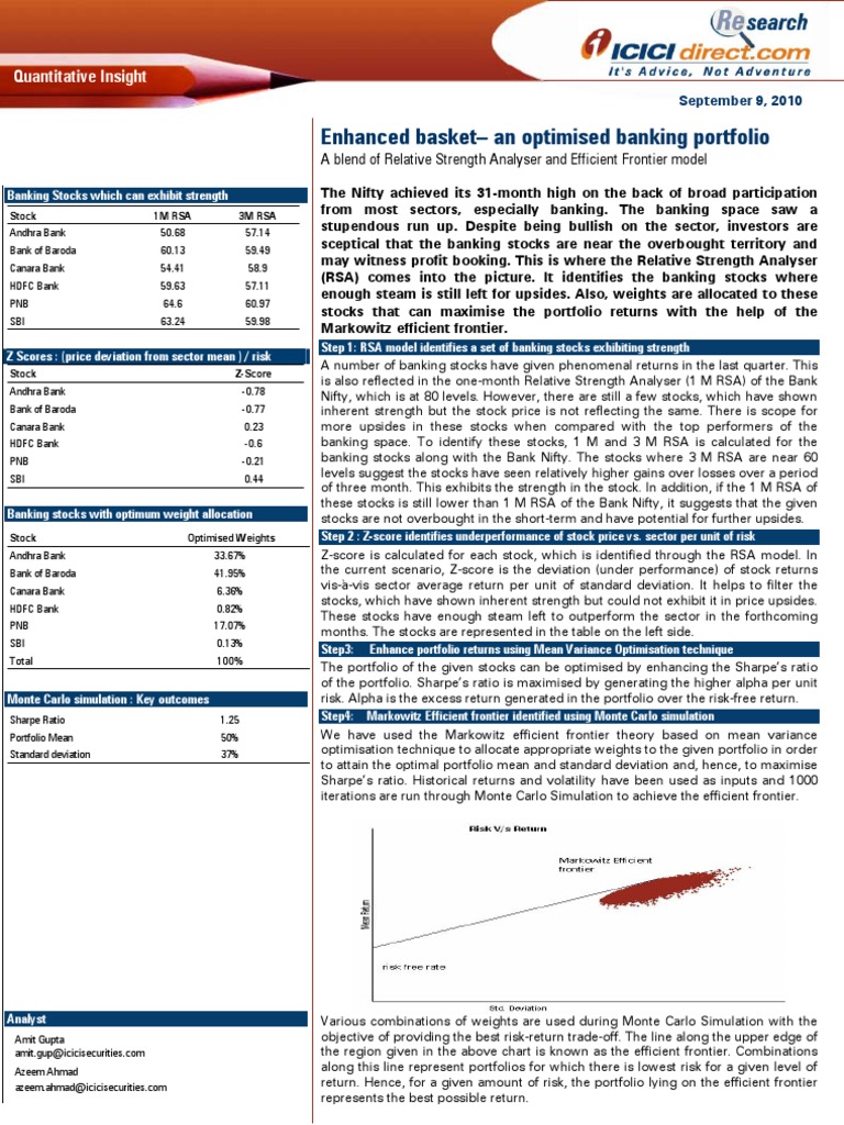 Enhanced Basket - An Optimised Banking Portfolio: Quantitative Insight ...