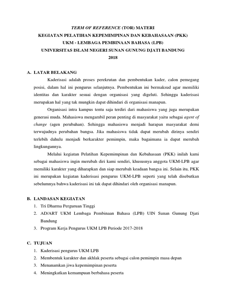 Tor Pemateri Proposal | PDF