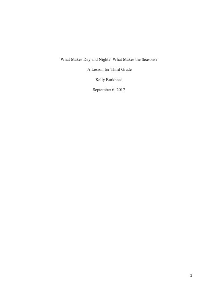Lesson Plan-What Causes Day and Night Grade 3 | PDF | Educational ...