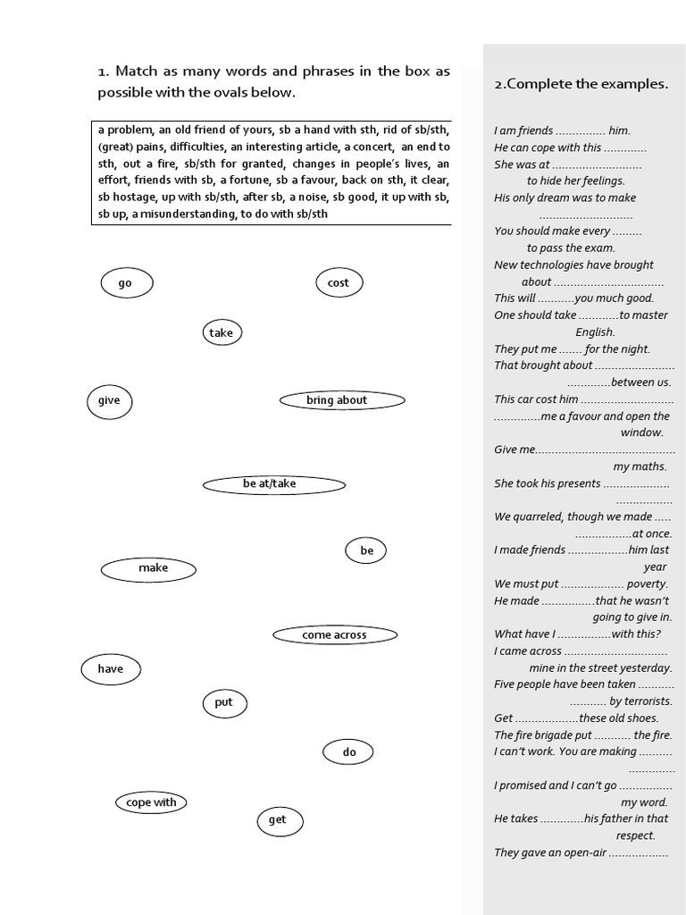 Match The Ovals With The Rectangles | PDF | Violence