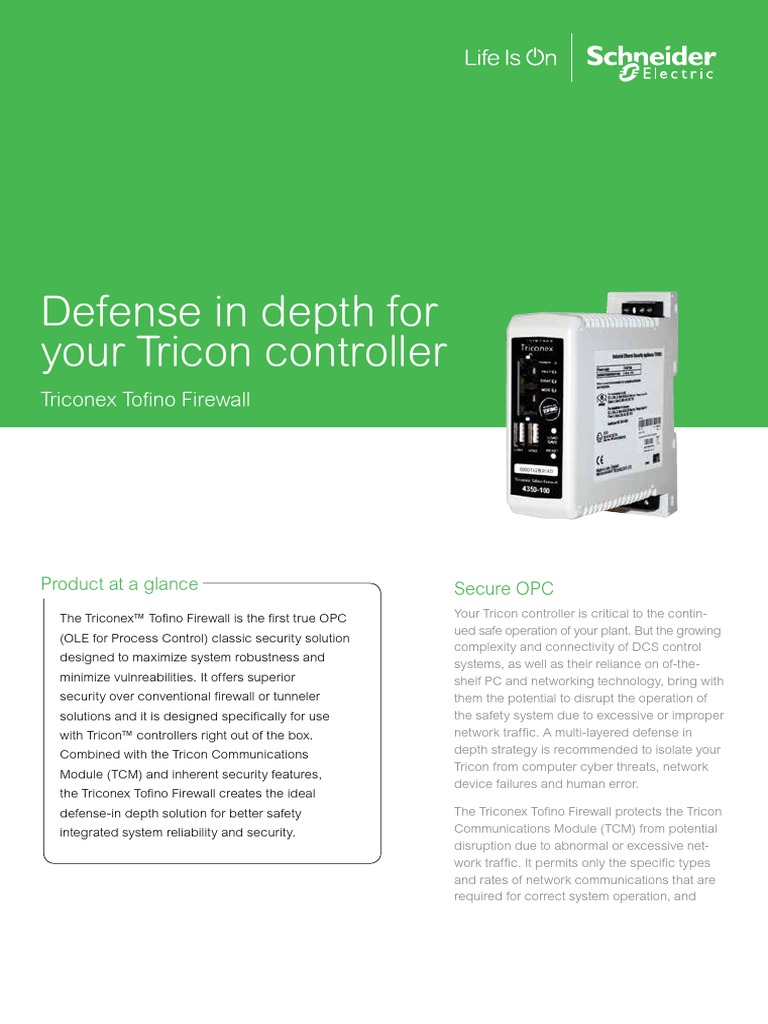 Defense in Depth For Your Tricon Controller: Triconex Tofino Firewall ...