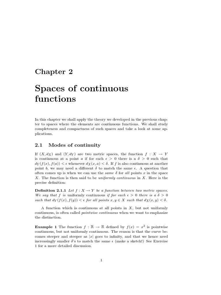 Spaces of Continuous Functions | PDF | Continuous Function | Compact Space