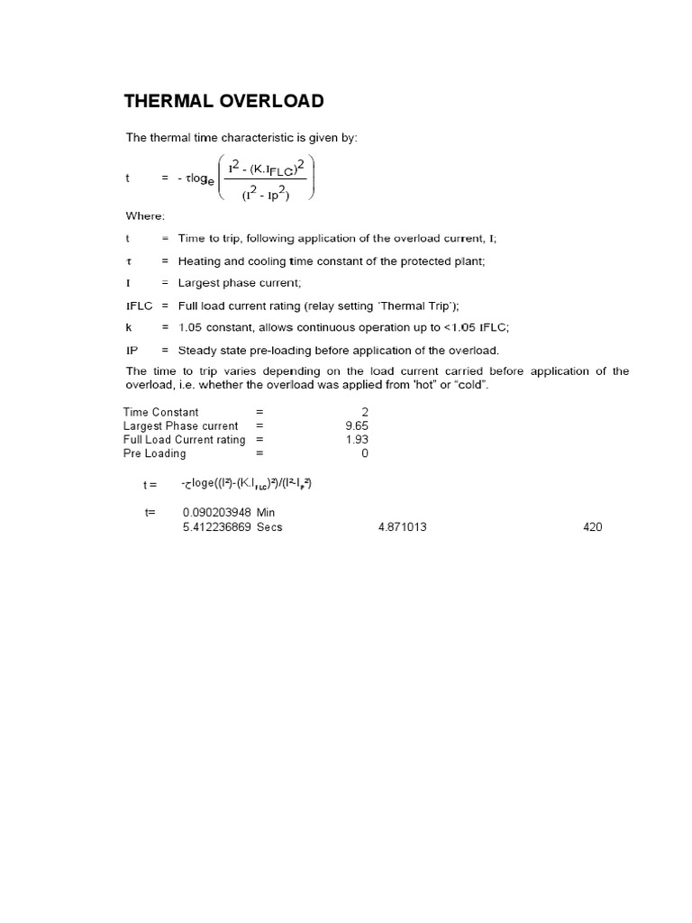 49 - Thermal Overload Calculation | PDF