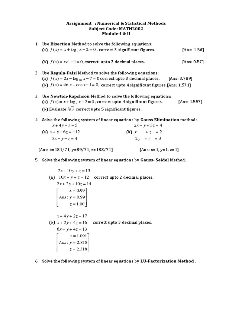 Assignment Numerical | PDF | Interpolation | Numerical Analysis Assignment Numerical | PDF | Interpolation | Numerical Analysis