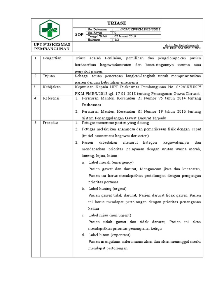 7.2.3.1. SOP Triase | PDF