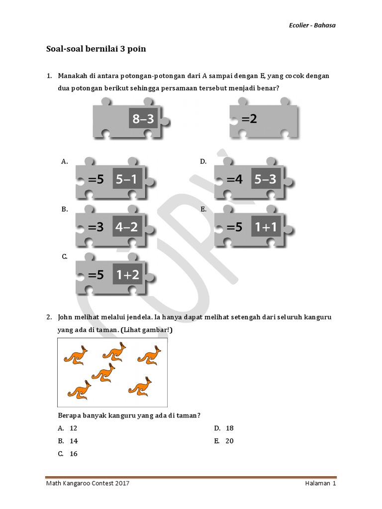 MKC 2017 Ecolier - Bahasa | PDF