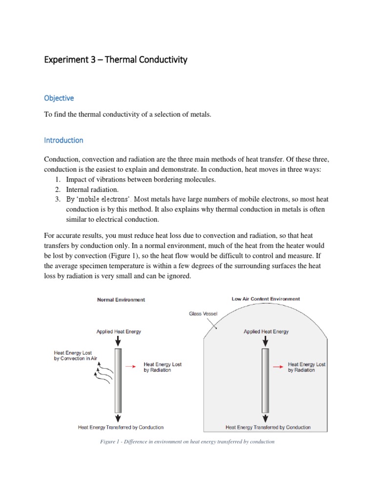 Experiment 3 - Thermal Conductivity | PDF | Thermal Conduction ...