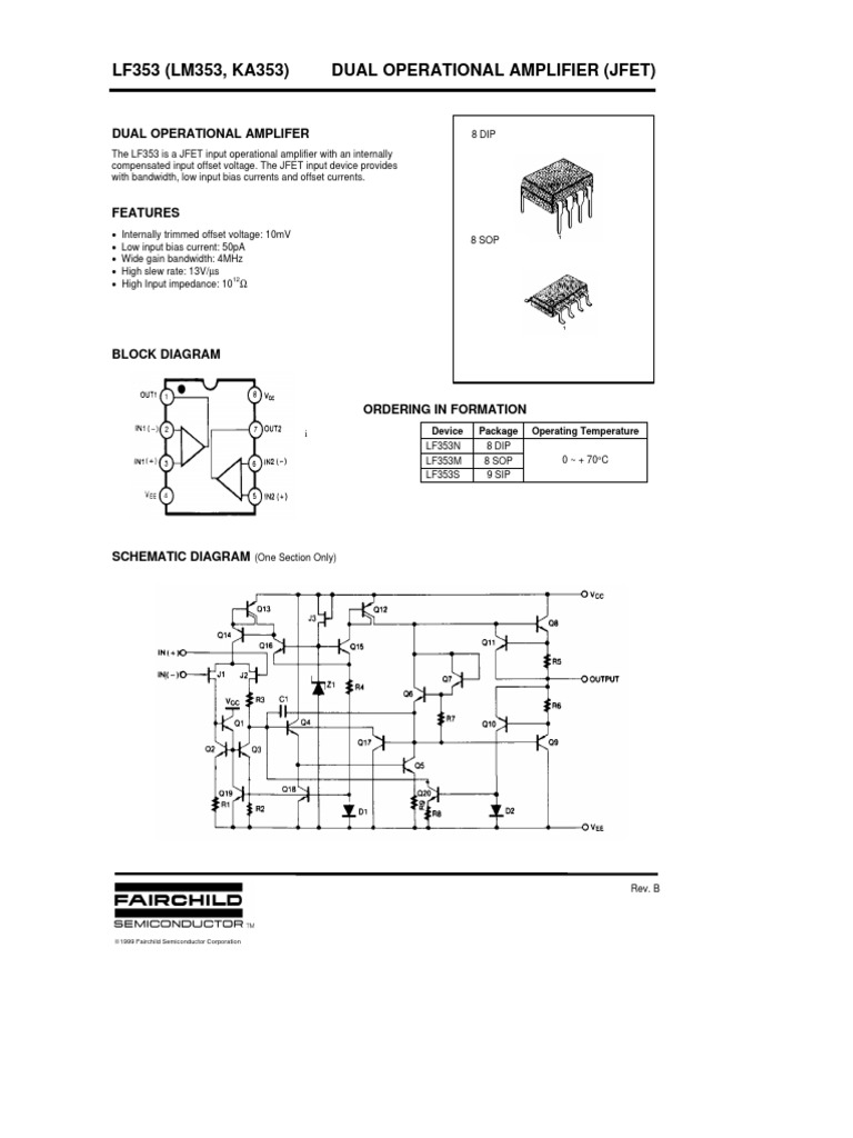 Lf353 (Lm353, Ka353) Dual Operational Amplifier (Jfet) | Download Free ...