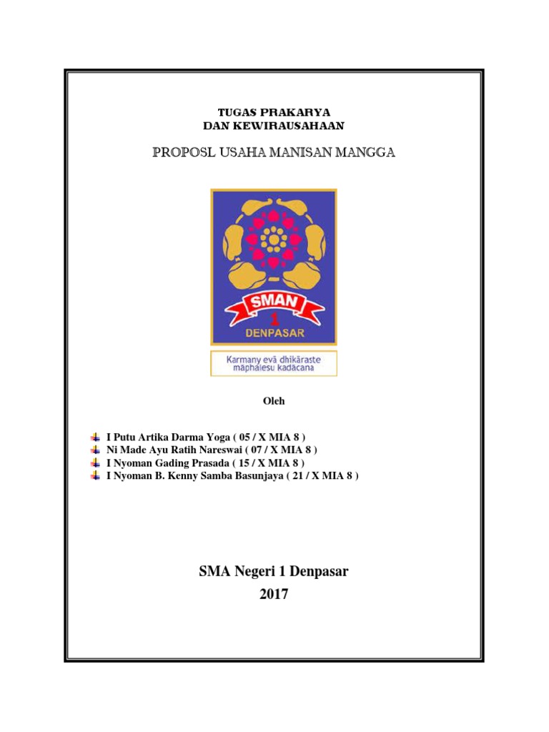 Proposal Prakarya Manisan Mangga | PDF