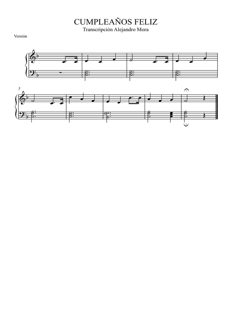CUMPLEAÑOS FELIZ - Partitura Completa | PDF