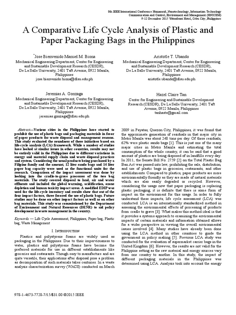 Group 1 Plastics Paper 2 | PDF | Life Cycle Assessment | Waste Management
