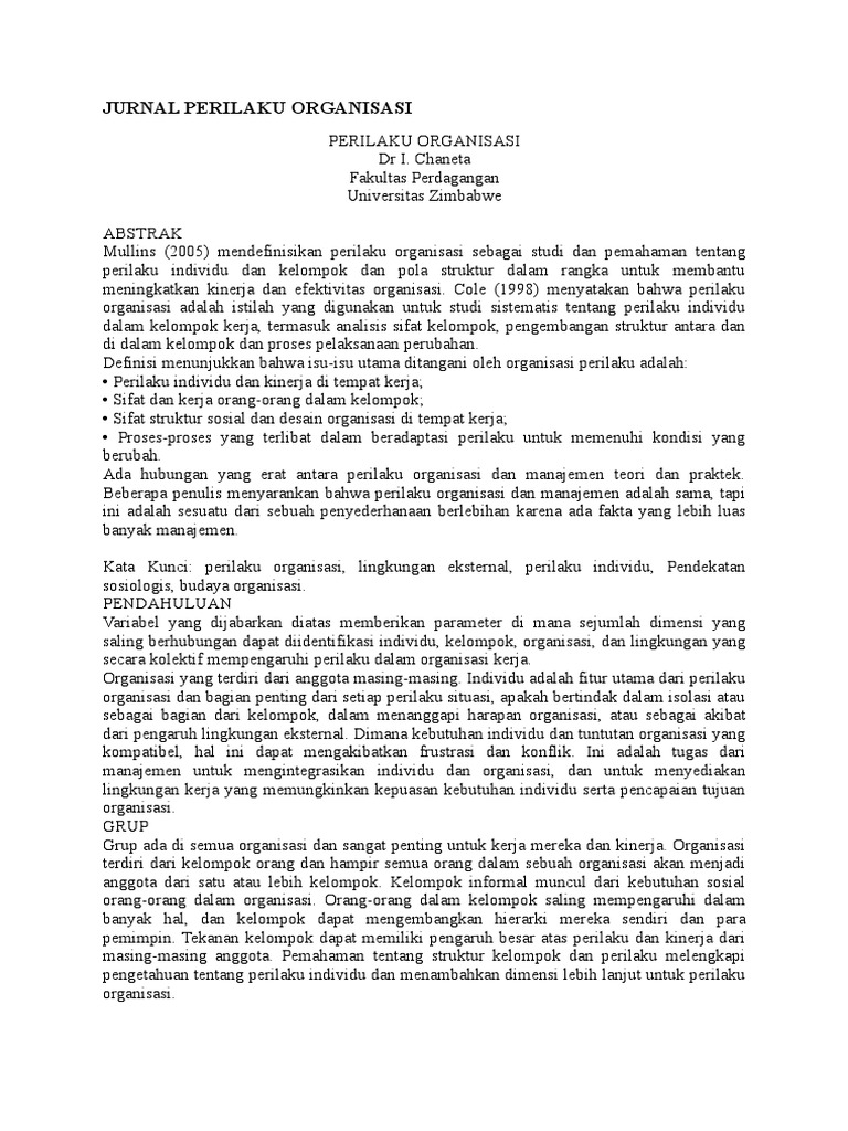 Jurnal Perilaku Organisasi | PDF