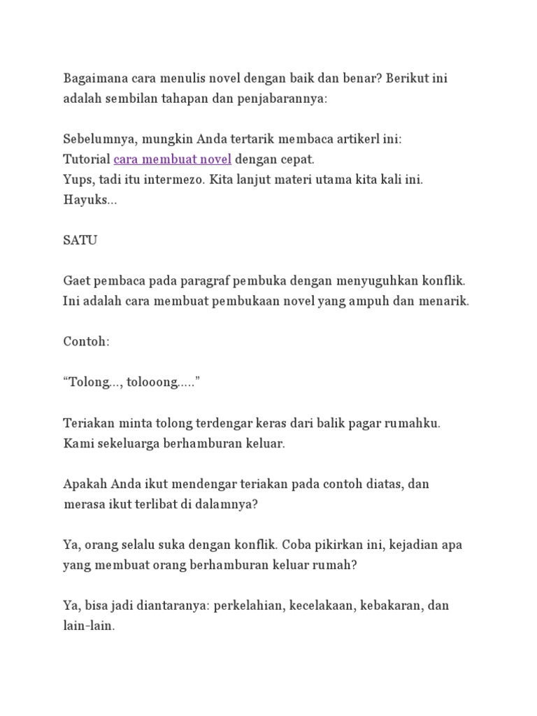 9 Cara Menulis Novel | PDF
