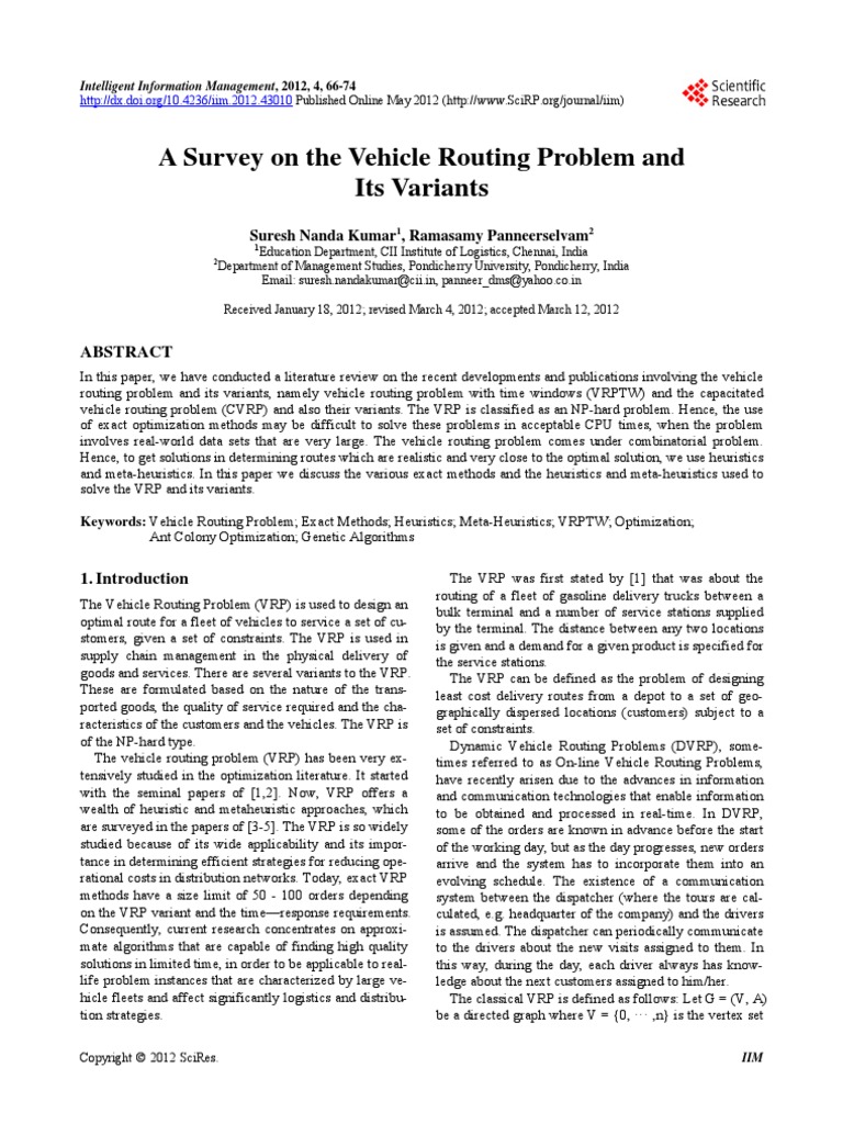 General Paper For VRP PDF | PDF | Metaheuristic | Mathematical Optimization