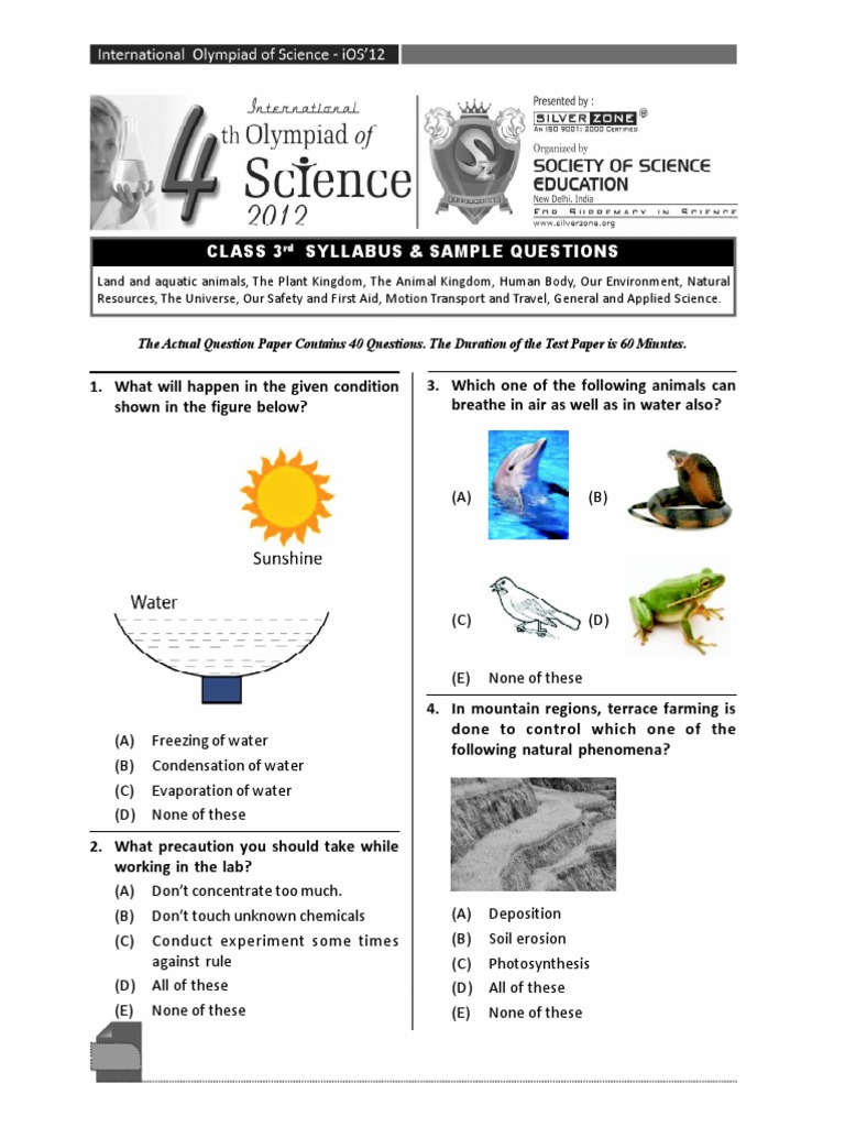 Class 3 Syllabus Sample Questions Pdf Carbon Water