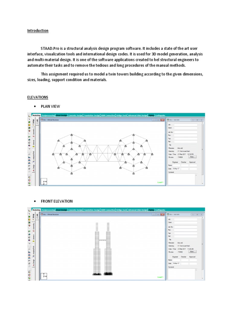 Modeling and Analysis of a Twin Towers Building Using STAAD.Pro ...