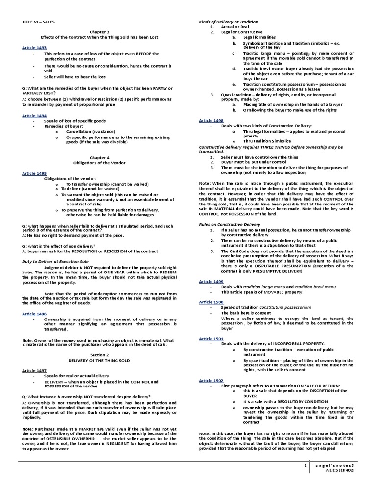 Art 1544 | PDF | Sales | Possession (Law)