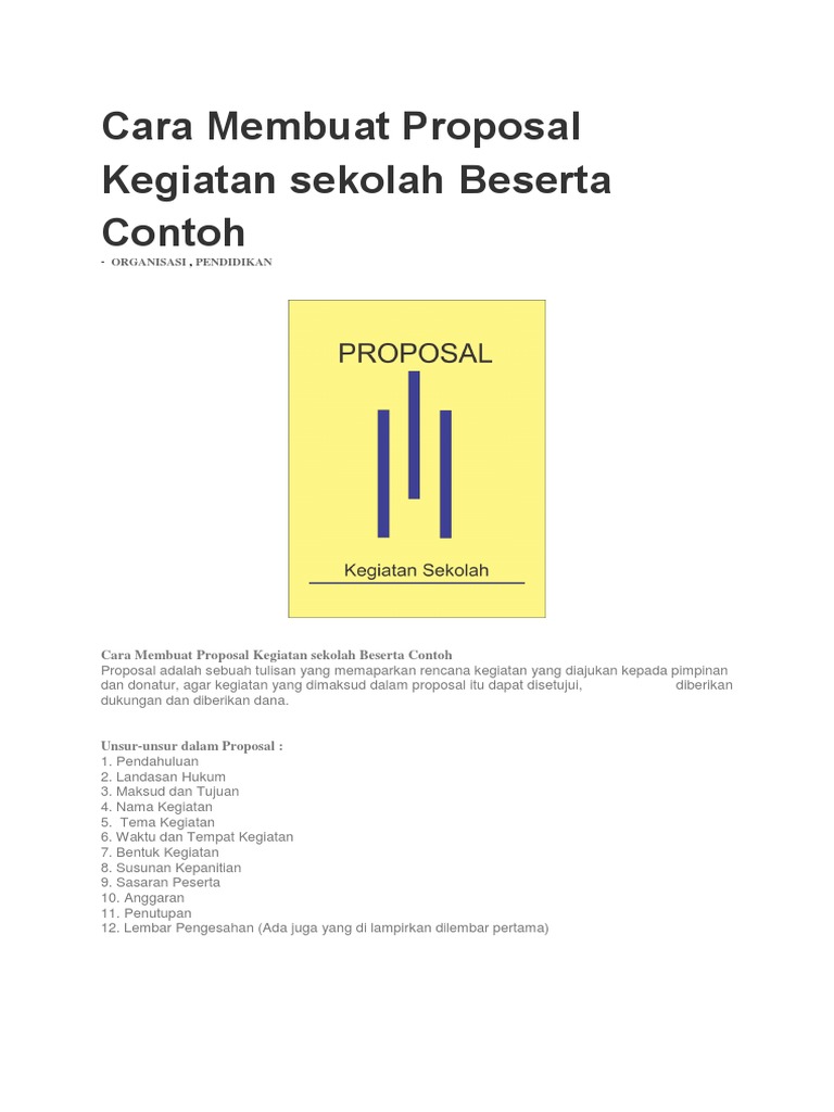 Cara Membuat Proposal Kegiatan Sekolah Beserta Contoh | PDF