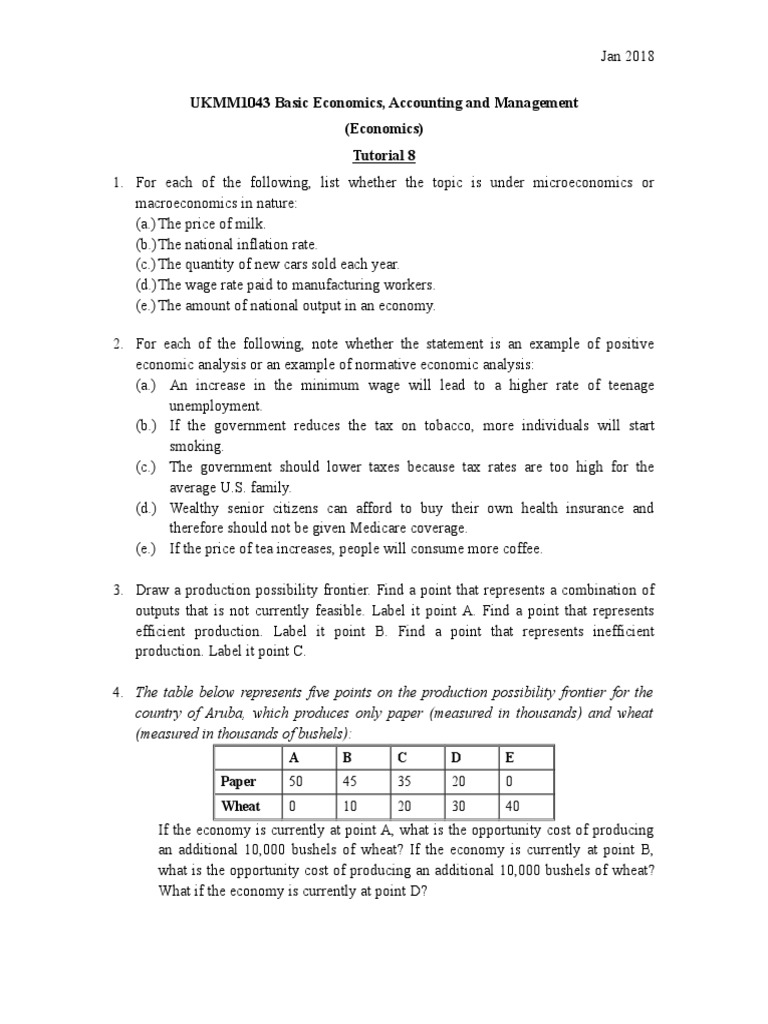 UKMM1043 Basic Economics Tutorial | PDF | Economic Equilibrium | Economics