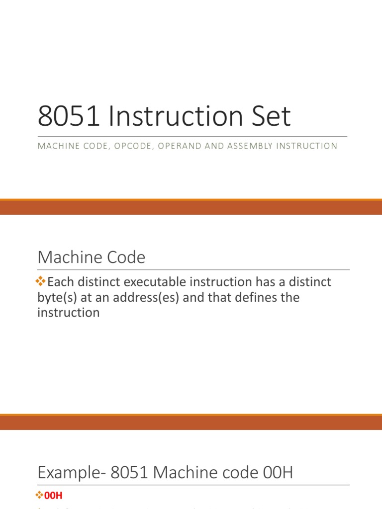8051 Instruction Set: Machine Code, Opcode, Operand and Assembly Instruction | PDF | Assembly ...
