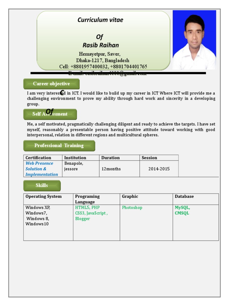 Rasib Raihan New Curriculum Vitae | PDF | Bangladesh | Behavior Modification