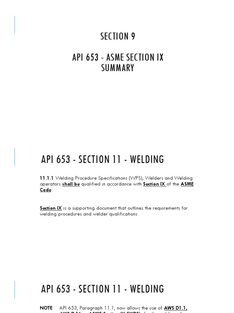 09 Sec 09 - ASME IX Summary-07revisedCC | PDF | Electric Heating | Steel