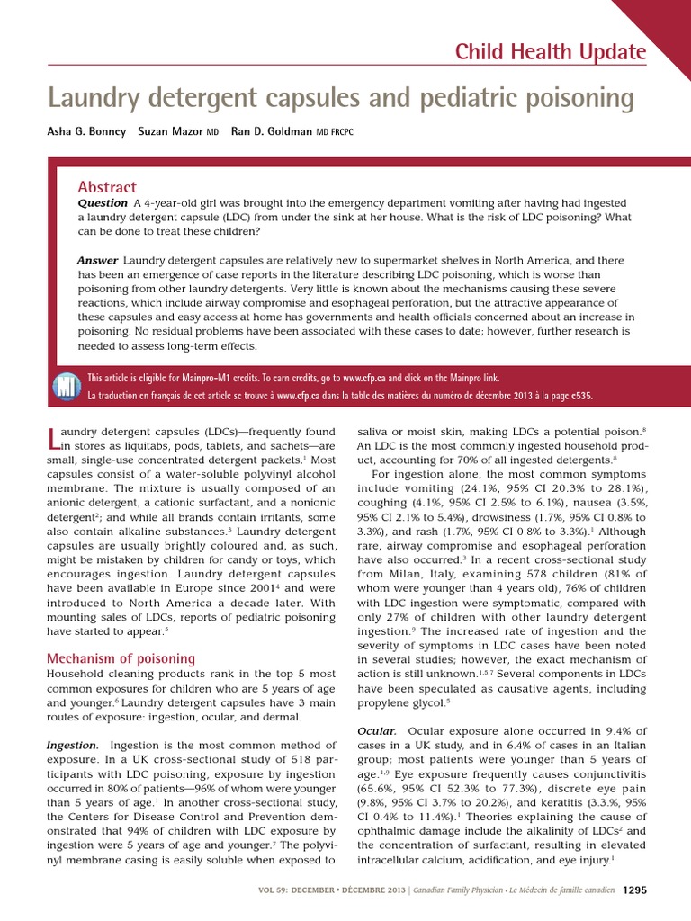 Laundry Detergent Capsules and Pediatric Poisoning: Child Health Update ...