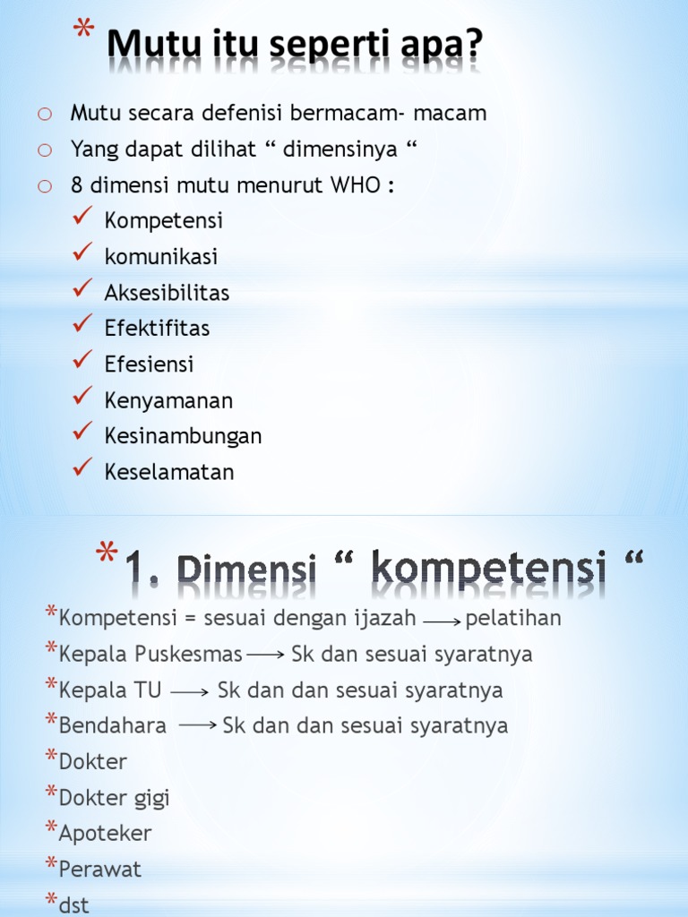 8 Dimensi Mutu | PDF