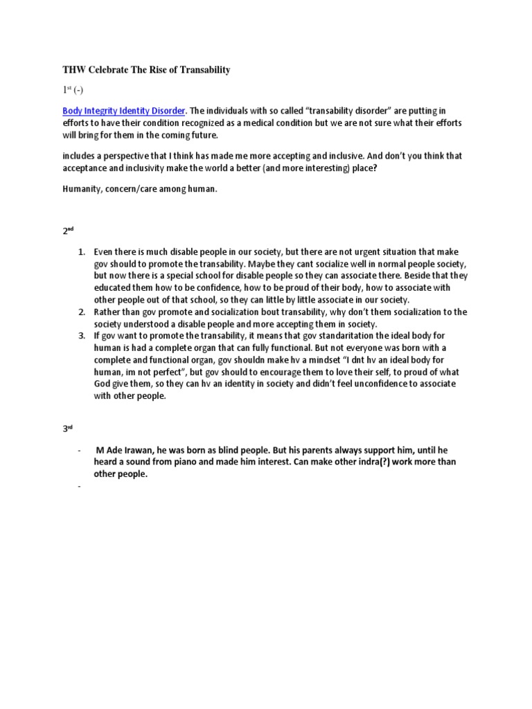 THW Celebrate The Rise of Transability | PDF